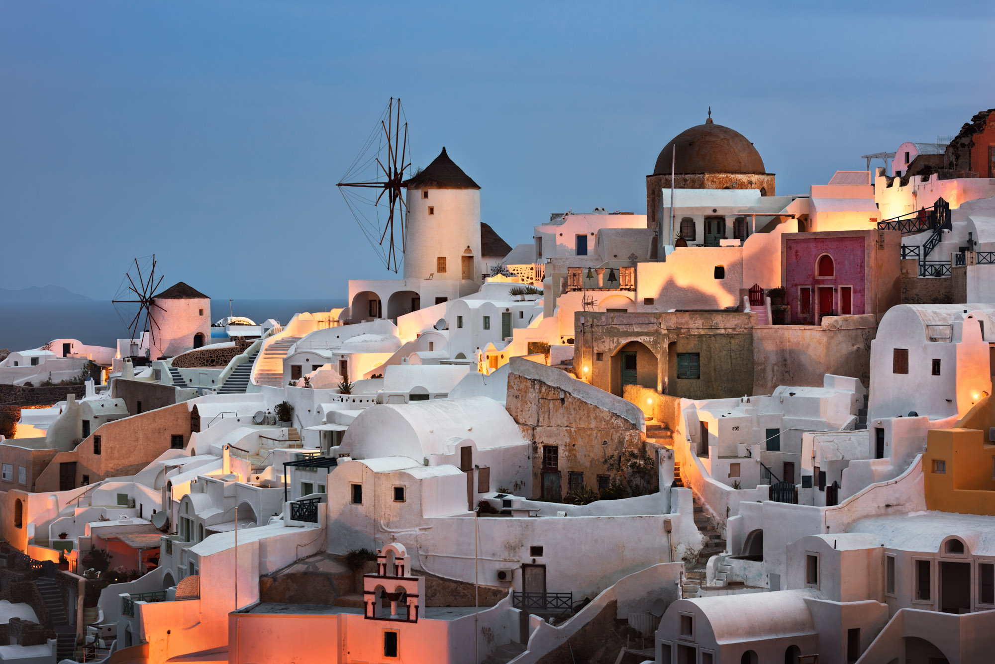 Oia Windmills At Dawn Santorini Greece Stock Photo Anshar Images Oia Windmills At Dawn Santorini Greece Stock Photo Anshar Images